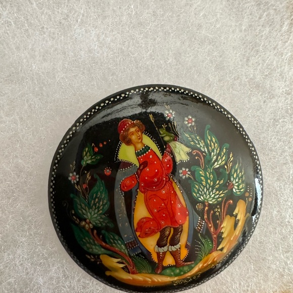 None | Accessories | Vintage Russian Lacquer Pin Brooch From Palekh ...